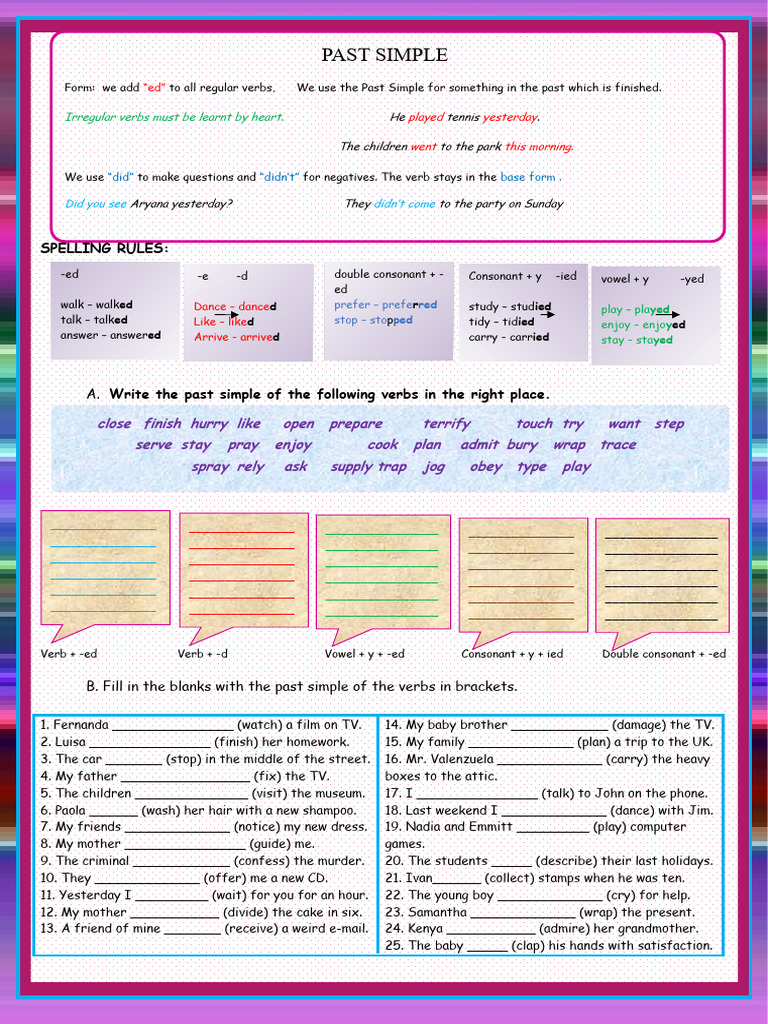 Past-Simple-Of-Regular Verbs | PDF | Linguistics | Language Families