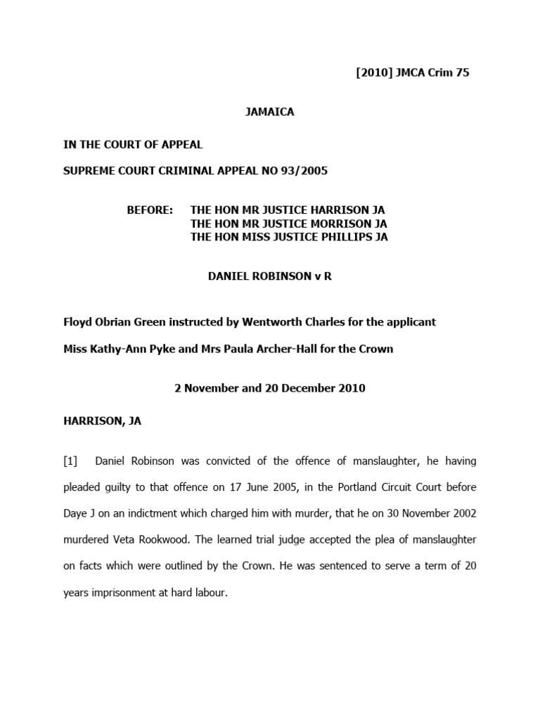 Robinson (Daniel) V R | PDF | Sentence (Law) | Plea