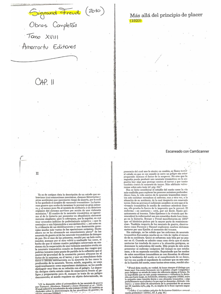 Freud, Sigmund. Cap. II, Juego Del Fort-Da. 2010 | PDF