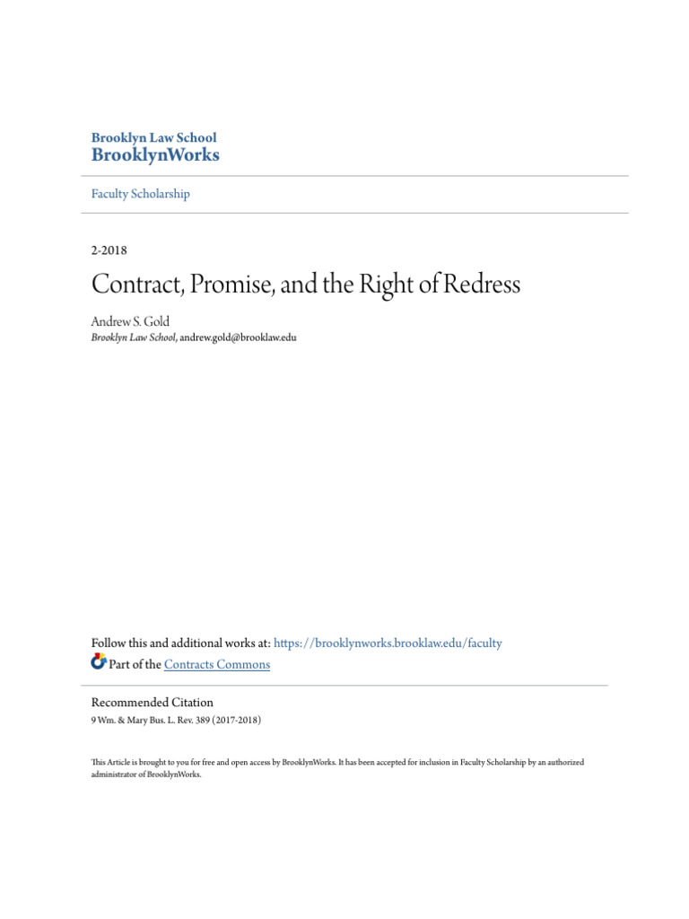 Contract Promise and The Right of Redress | PDF | Justice | Crime ...
