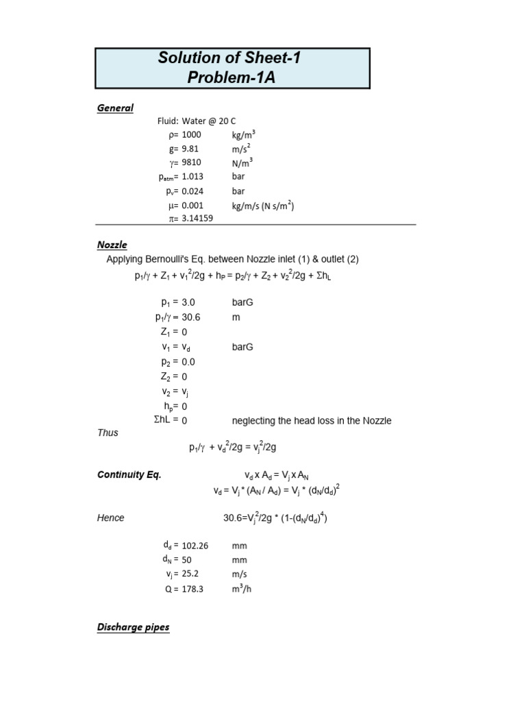 Pumps Sheet-1-Solution | PDF | Pump | Civil Engineering