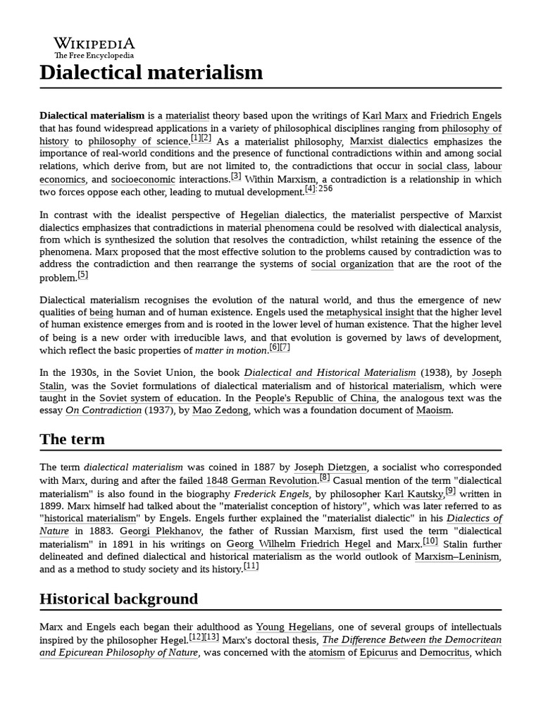 Dialectical Materialism | Download Free PDF | Dialectic | Karl Marx