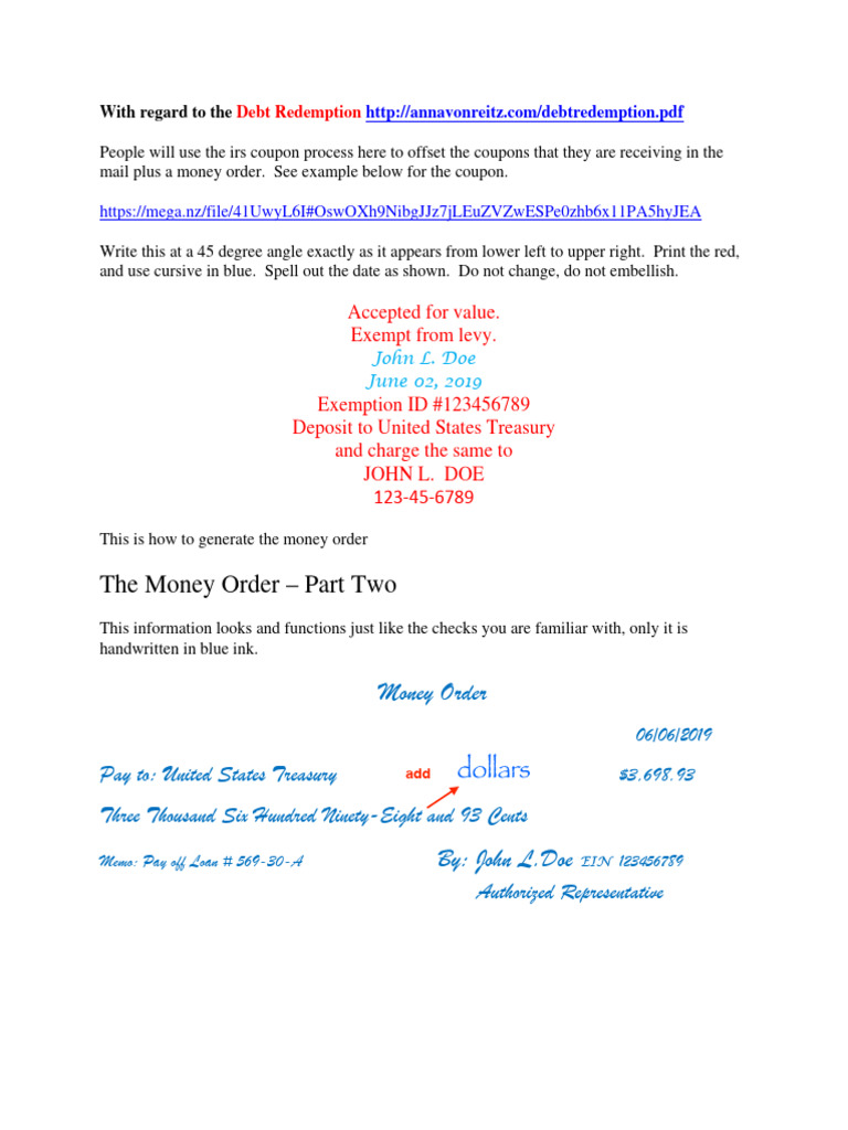 Debt Redemption and Money Order Guide | PDF | Internal Revenue Service ...