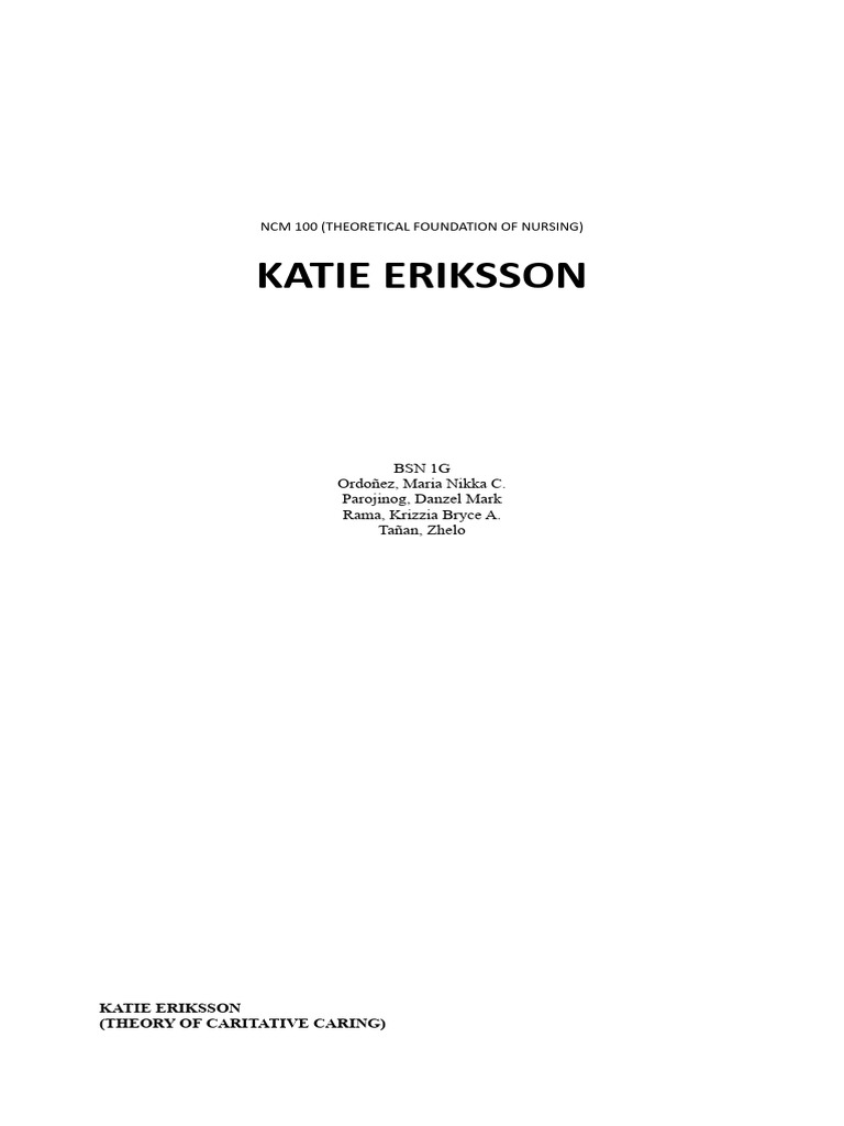 Katie Eriksson Outline | PDF | Nursing | Dignity