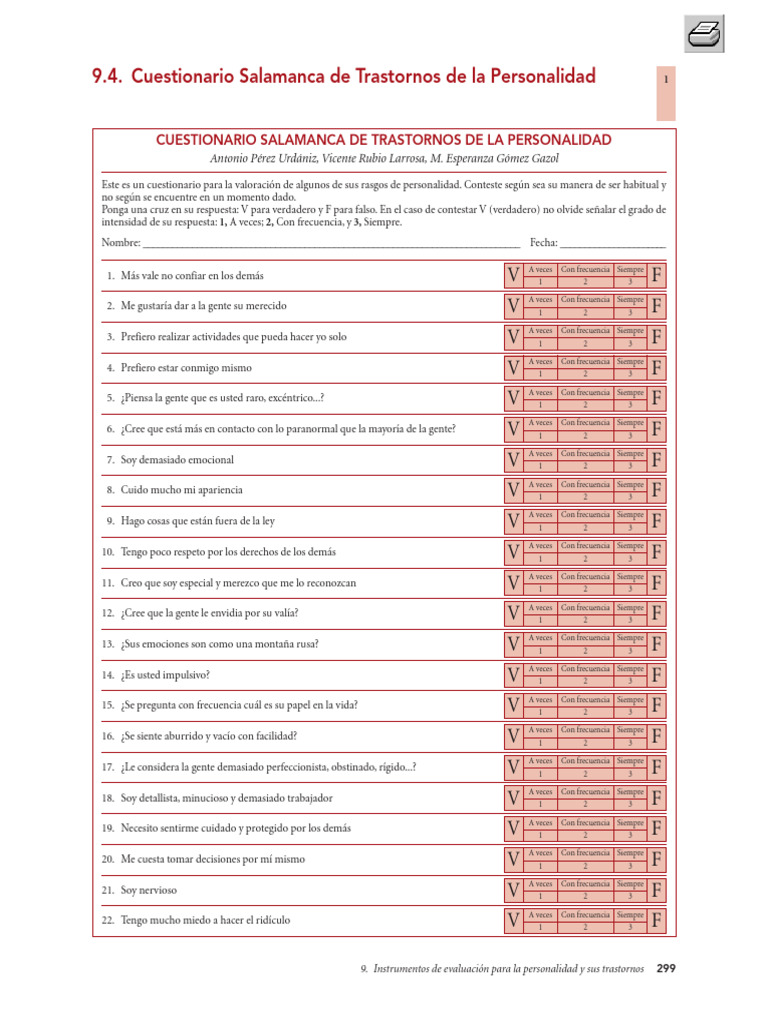 Cuestionario de Trastornos de Personalidad | PDF | Psicología anormal | Enfermedades y trastornos