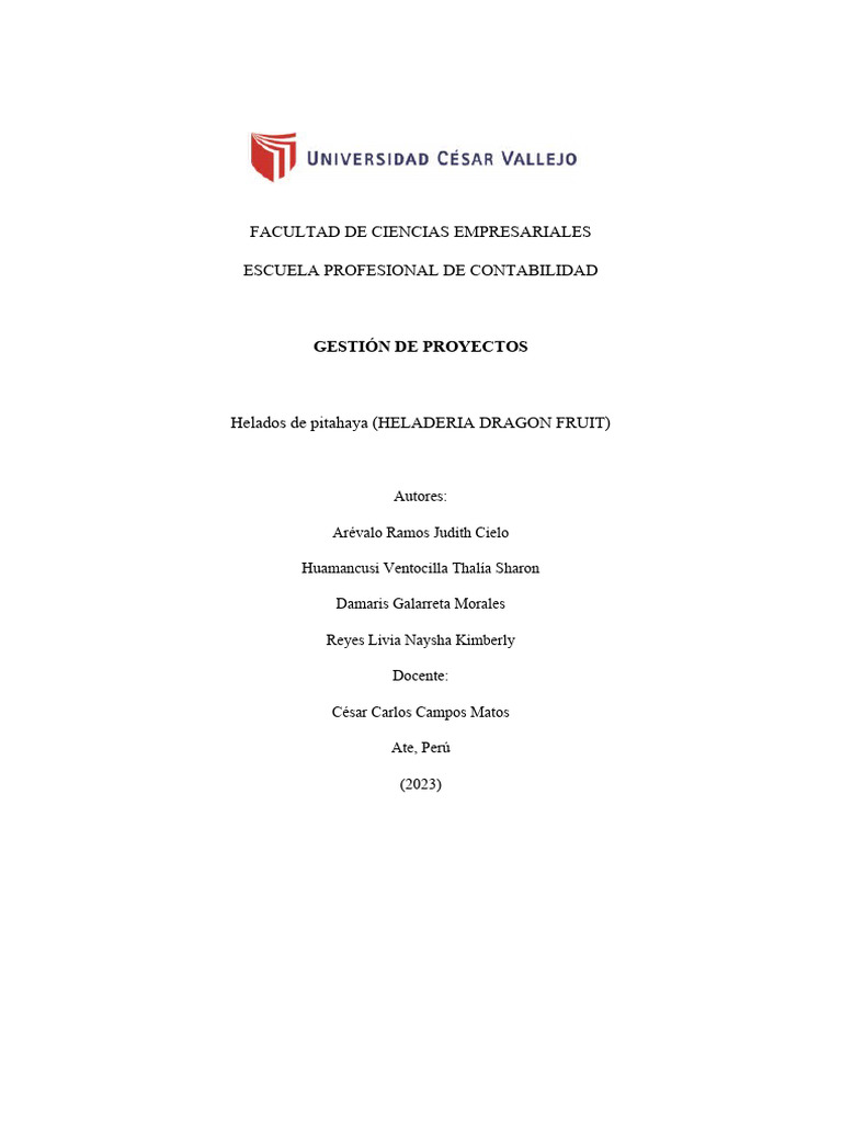 ADN EMPRENDEDOR-Esquema - Gest - Proy-2023-1 | PDF | Modelo de negocio | Marketing