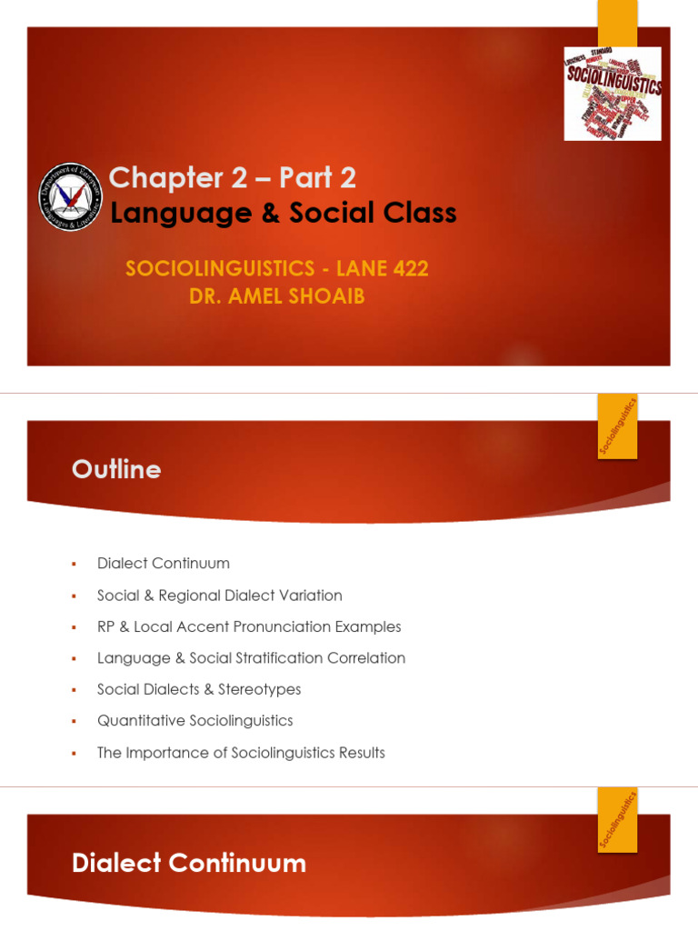 Chapter 2 - Part 2 علم اللغة الاجتماعي | PDF | Dialect | Linguistics