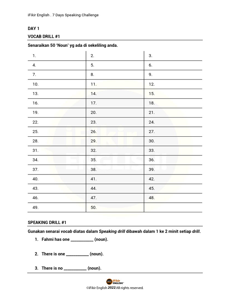7-Day English Speaking Challenge Guide | PDF