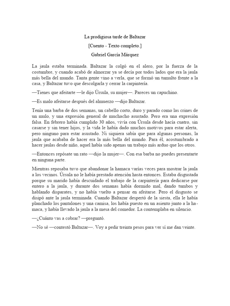 La Prodigiosa Tarde de Baltazar | PDF