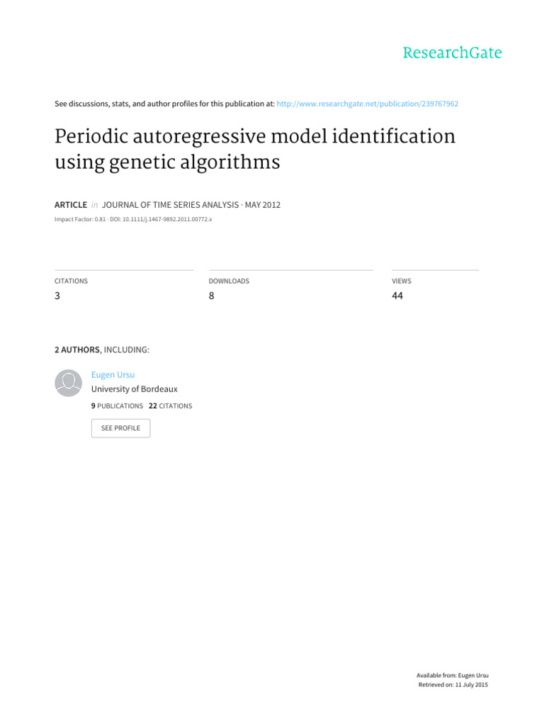 Ursu and Turkman (2012) (Periodic Autoregressive Model Identification ...