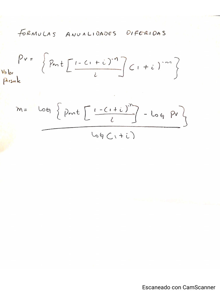 Fórmulas Anualidades Diferidas | PDF