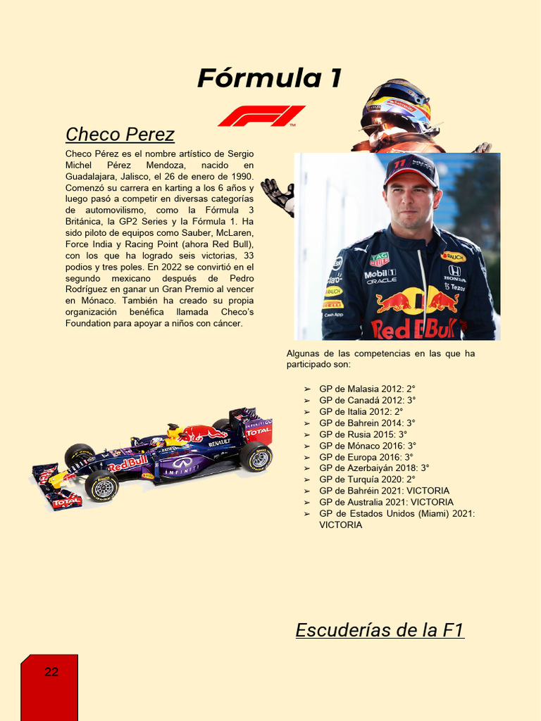 Checo Pérez: Trayectoria en F1 | PDF | Carrera de autos | Organizaciones de automovilismo