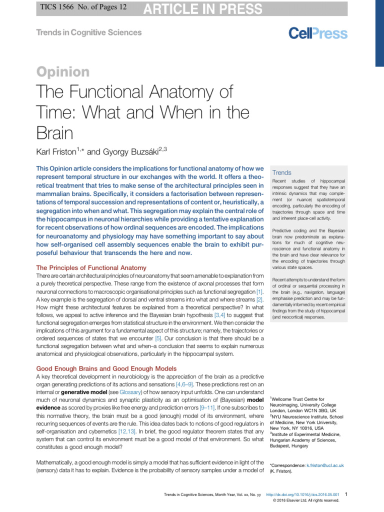 Gyorgy Buzsáki - The Functional Anatomy of Time: What and When in The ...