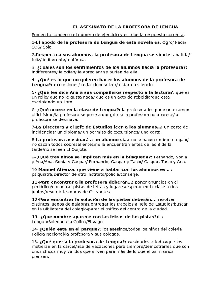 El Asesinato De La Profesora De Lengua Pdf
