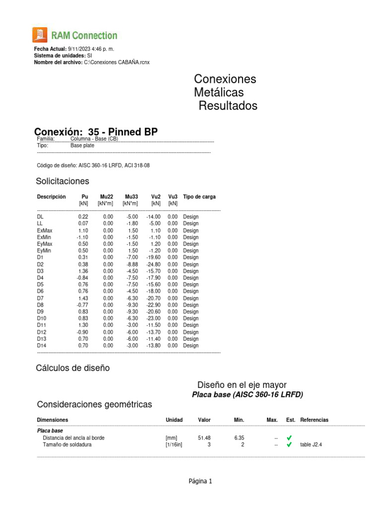 Reporte de RAM Connection Standalone10x19 | PDF | Ingeniería mecánica | Física Aplicada e ...
