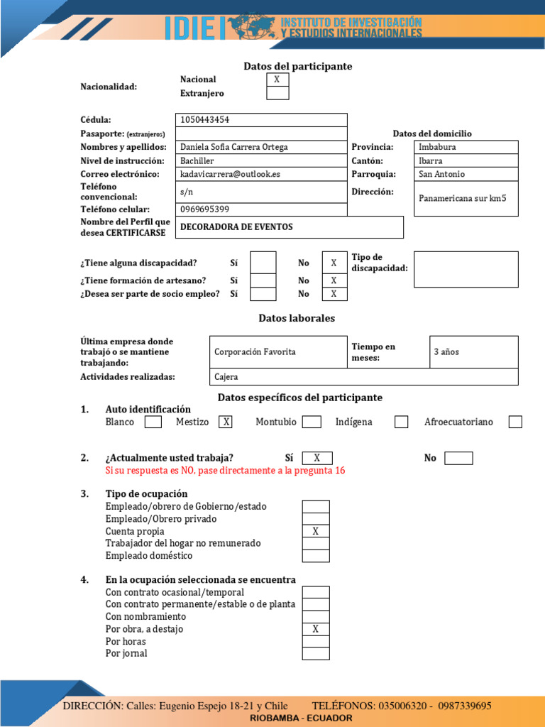 Ficha de Información Idiei | PDF | Ecuador