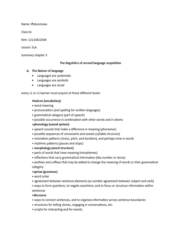 SLA Chapter 3 | PDF | Second Language Acquisition | Word
