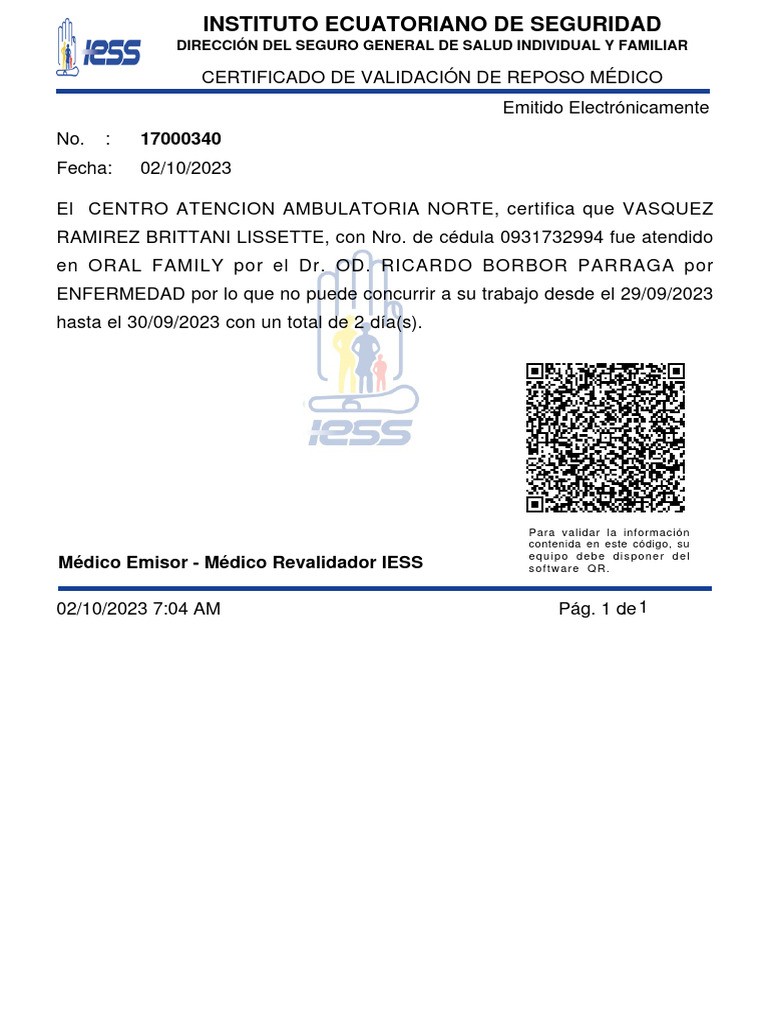 Certificado Medico Iess | PDF