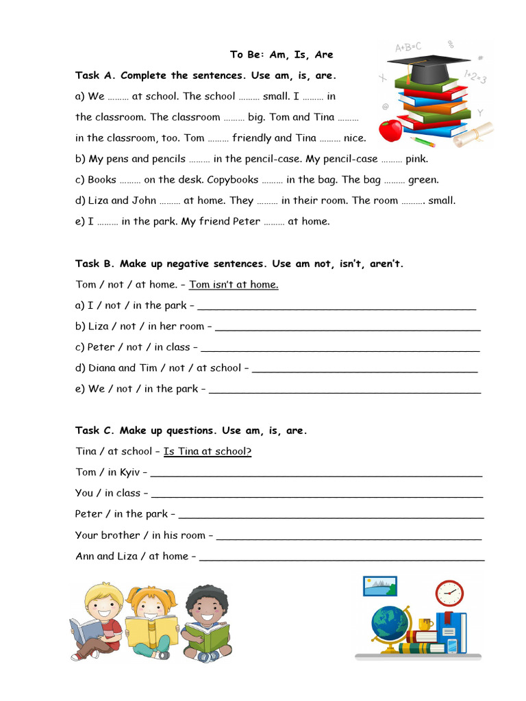 "To Be: Am, Is, Are Exercises" | PDF