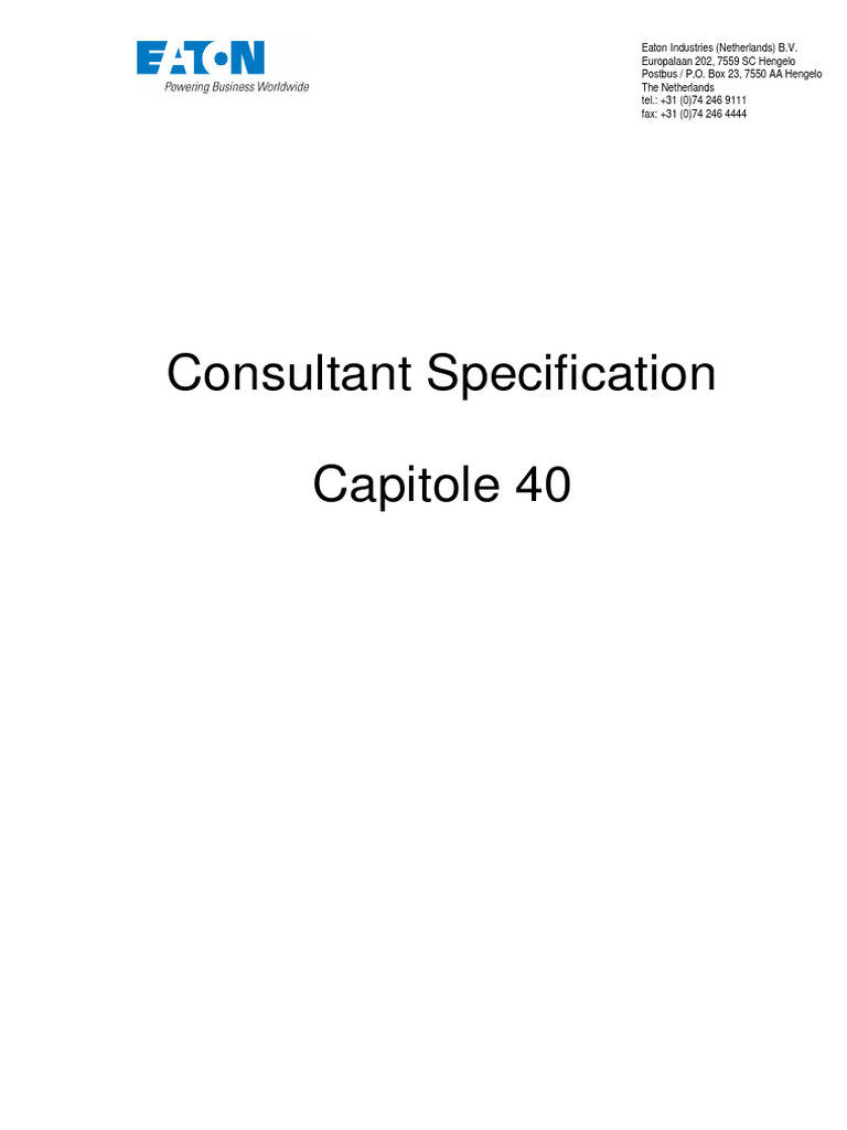 Consultant Specification Capitole 40 | PDF | Fuse (Electrical ...