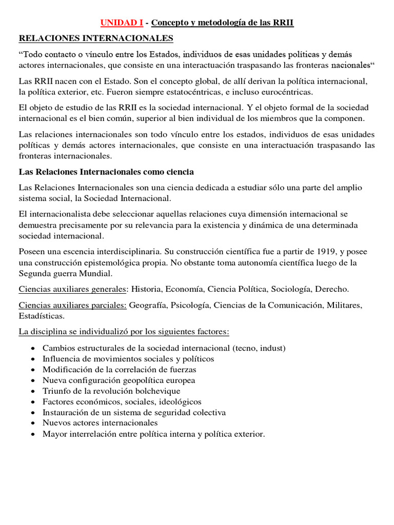 Intro RRII - UNIDAD 1 | PDF | Relaciones Internacionales | Realismo ...