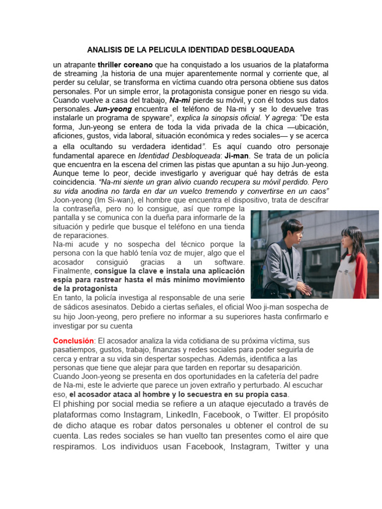 Analisis de La Pelicula Identidad Desbloqueada | PDF | Facebook ...