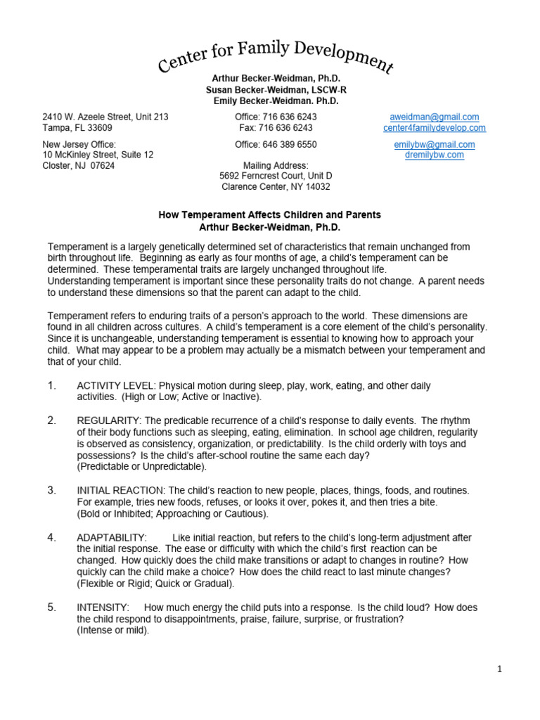 How Temperament Affects Children and Parents | PDF | Temperament ...