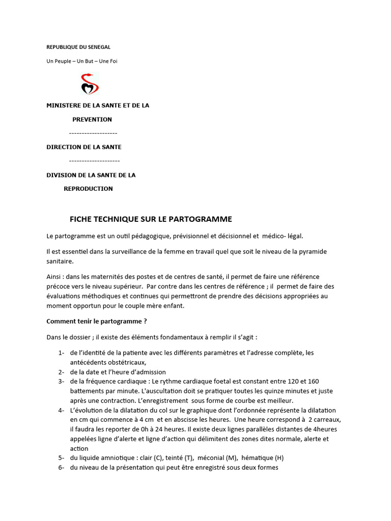 Fiche Technique Partogramme OMS | PDF | Maladies et troubles | Sciences ...