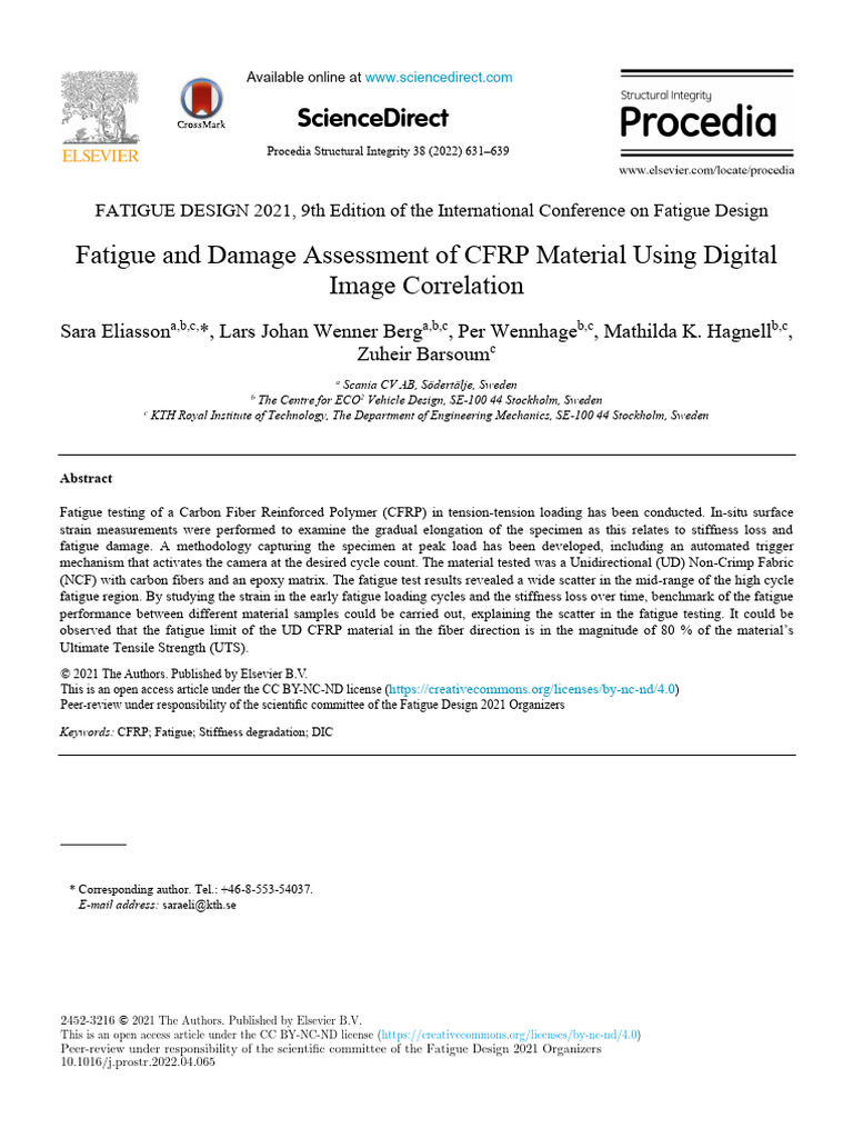 Fatigue and Damage Assessment of CFRP Material Using Digital | PDF ...