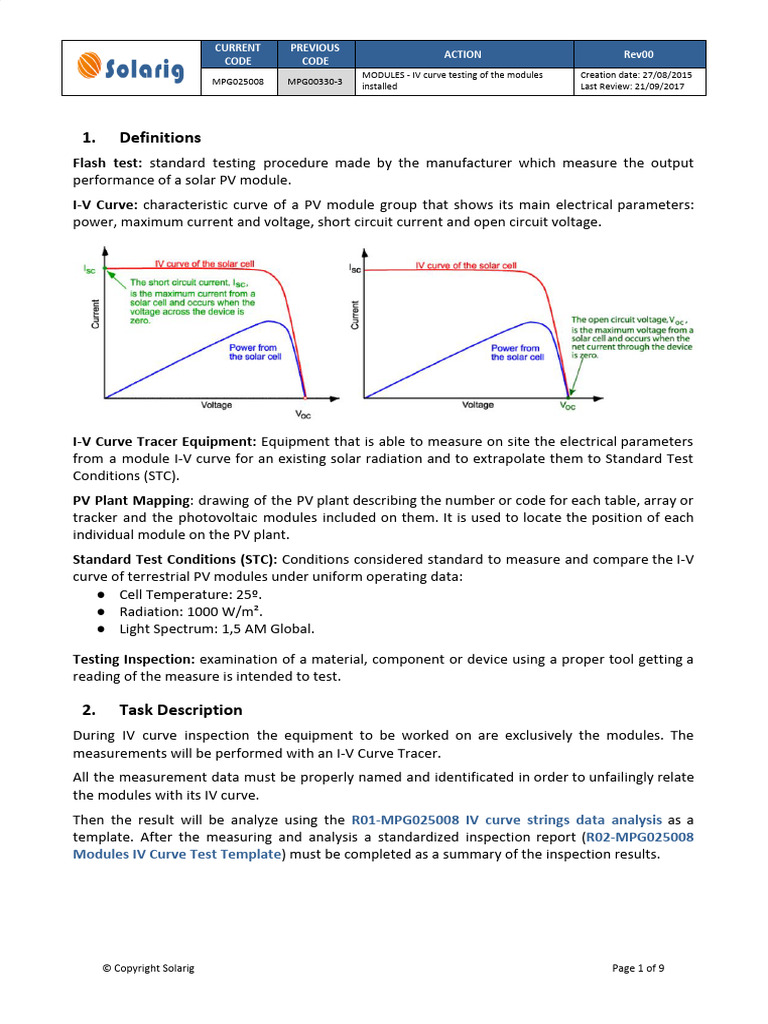 MPG025008 - MODULES - IV Curve Testing of The Modules Installed - Rev00 ...