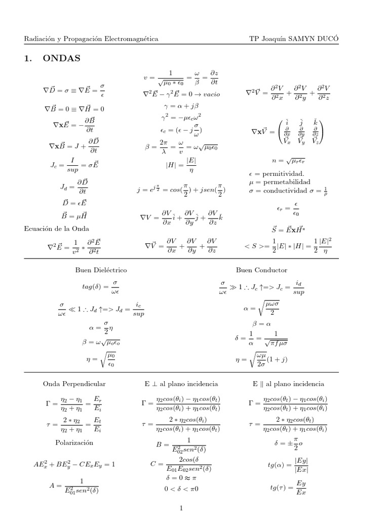 Tabla Rad y Prop EM | PDF | Mathematical Physics