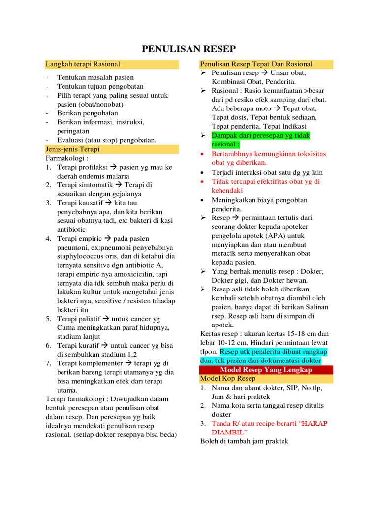 Penulisan Resep | PDF