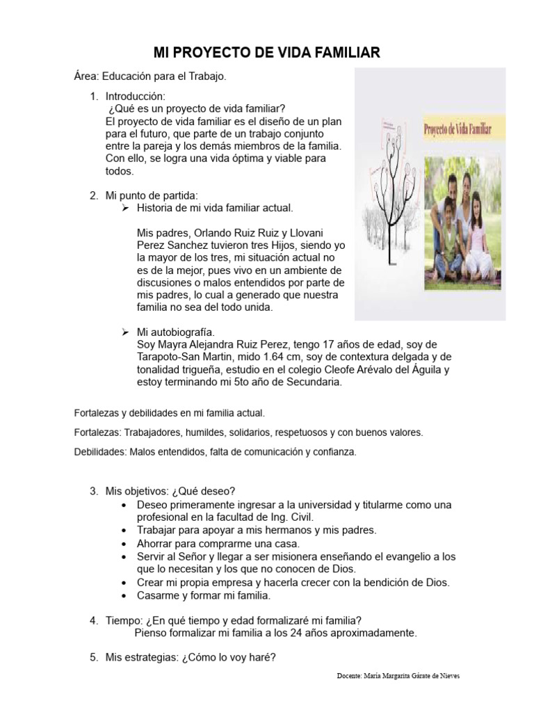 Proyecto de Vida Familiar-Estructura | PDF