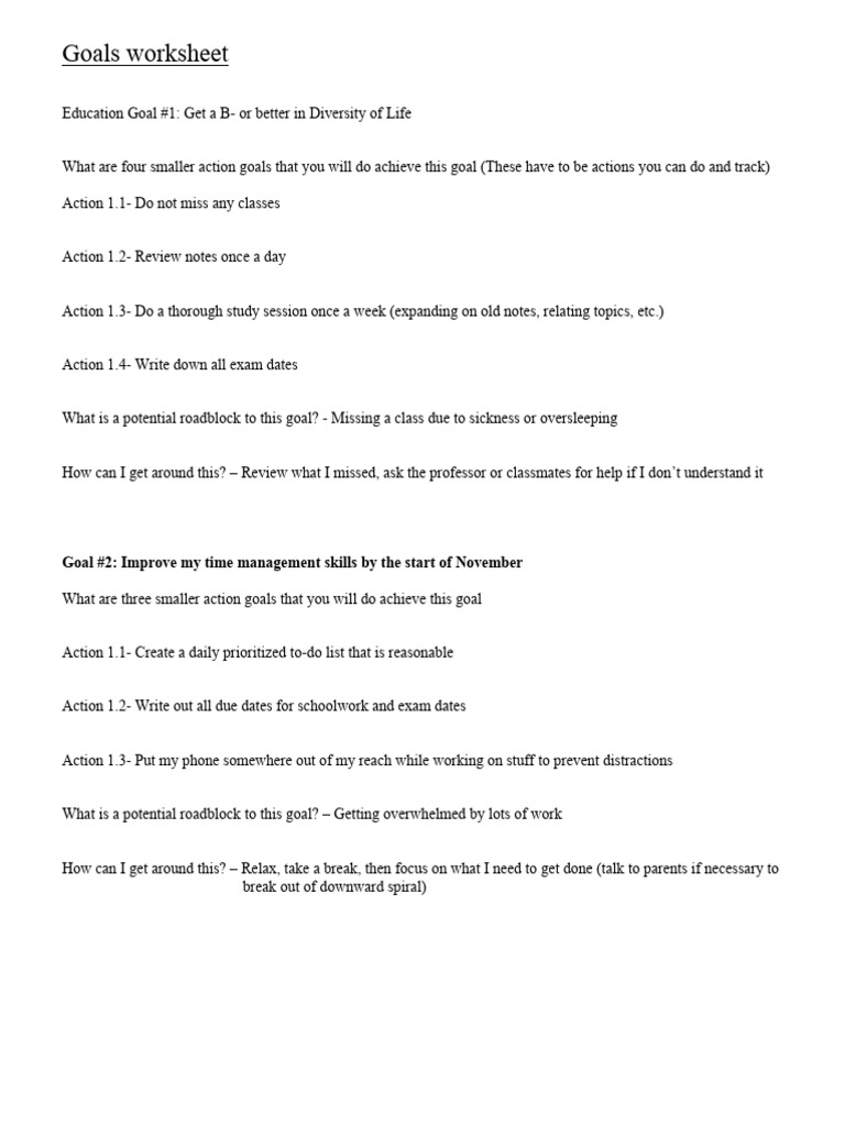 Day 4 Assignment - Goals | PDF