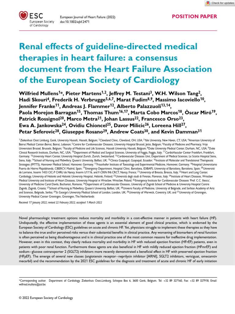 European J of Heart Fail - 2022 - Mullens - Renal Effects of Guideline ...