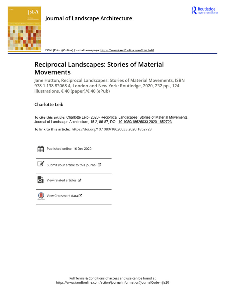 Reciprocal Landscapes Stories of Materia | PDF | Landscape | Books