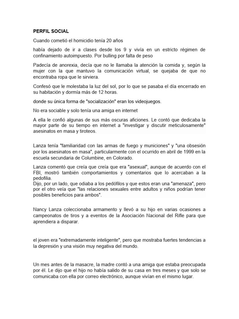 Perfil Social | PDF | Síndrome de Asperger | Ciencias del comportamiento