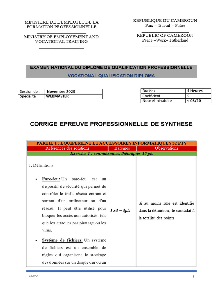 Corrigé Épreuve DQP Webmaster 2023 | PDF | Sauvegarde (informatique ...