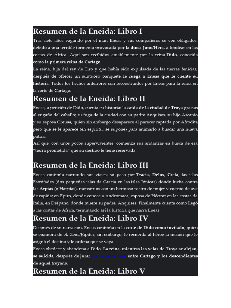 Resumen de La Eneida | PDF | Eneas | Eneida