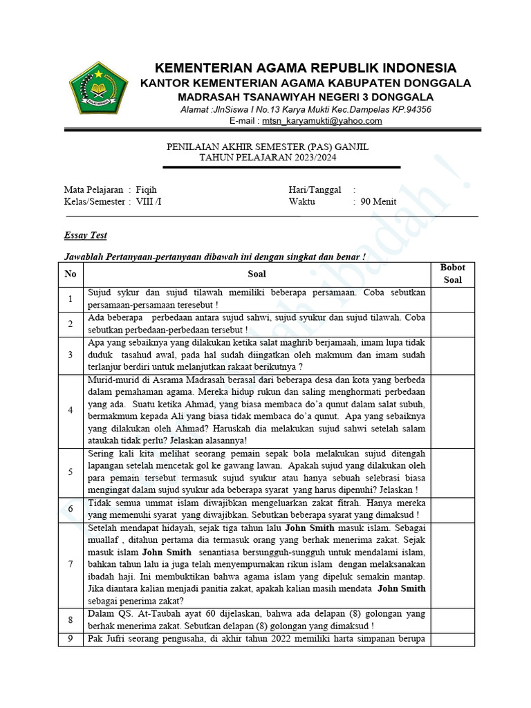 Soal Pas 2023-2024 | PDF