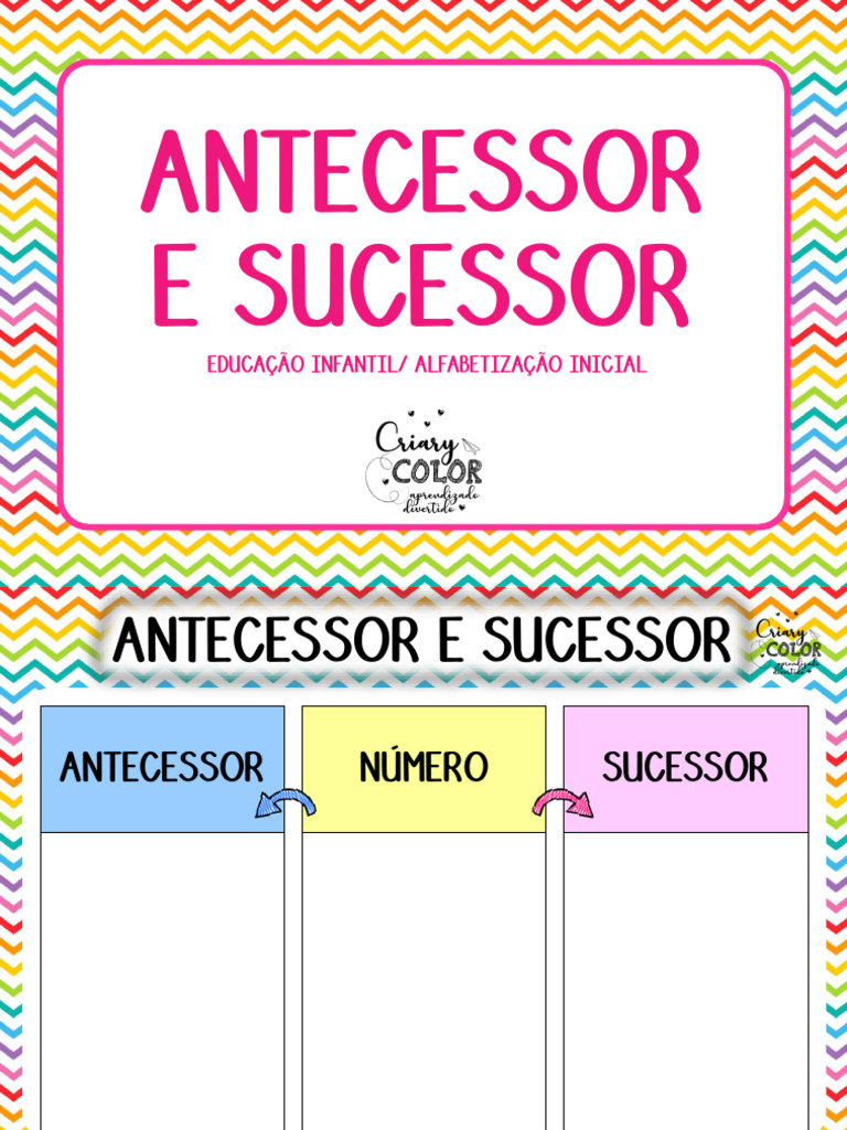 Antecessor e Sucessor Alfa Inicial e Edu Infantil | PDF
