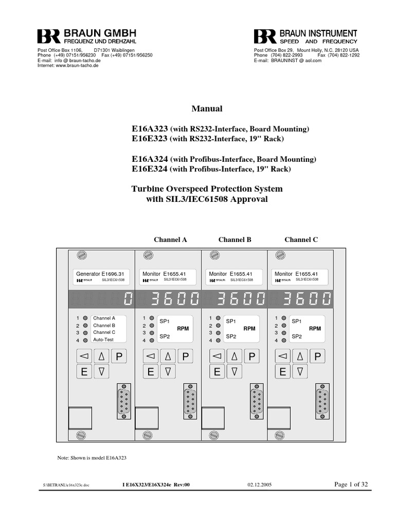 5.2.6.1 OVERSPEED Braun E16A323 | PDF | Sensor | Relay