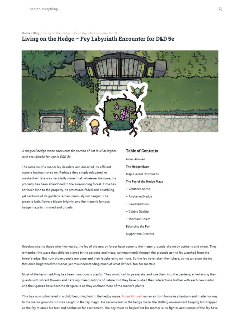 Living On The Hedge - Fey Labyrinth Encounter For D&D 5e | PDF ...