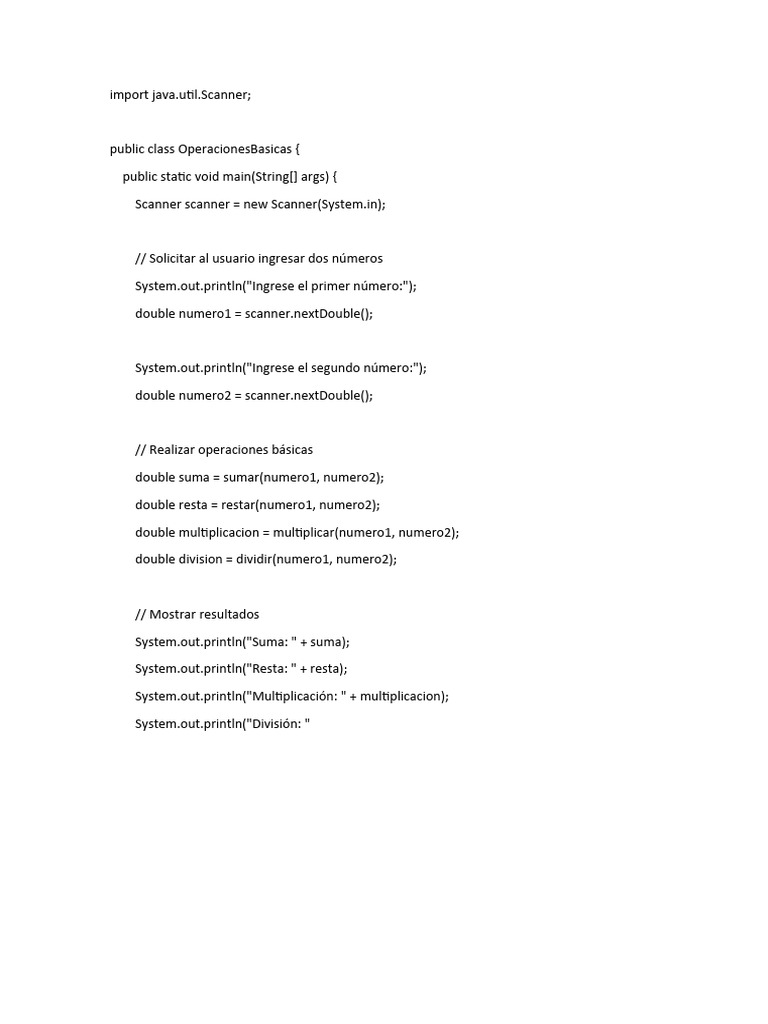 Operaciones Basicas Java | PDF