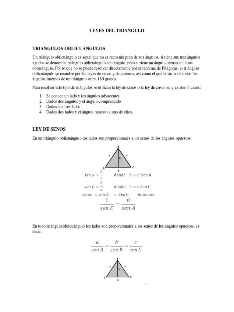 Leyes Del Triangulo | PDF | Funciones trigonométricas | Triángulo