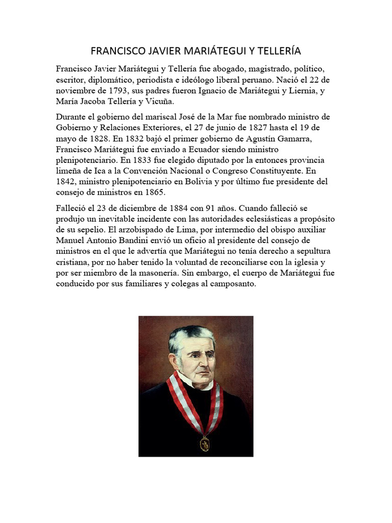 FRANCISCO JAVIER MARIÁTEGUI Y TELLERÍA ( minibiografía ) | PDF