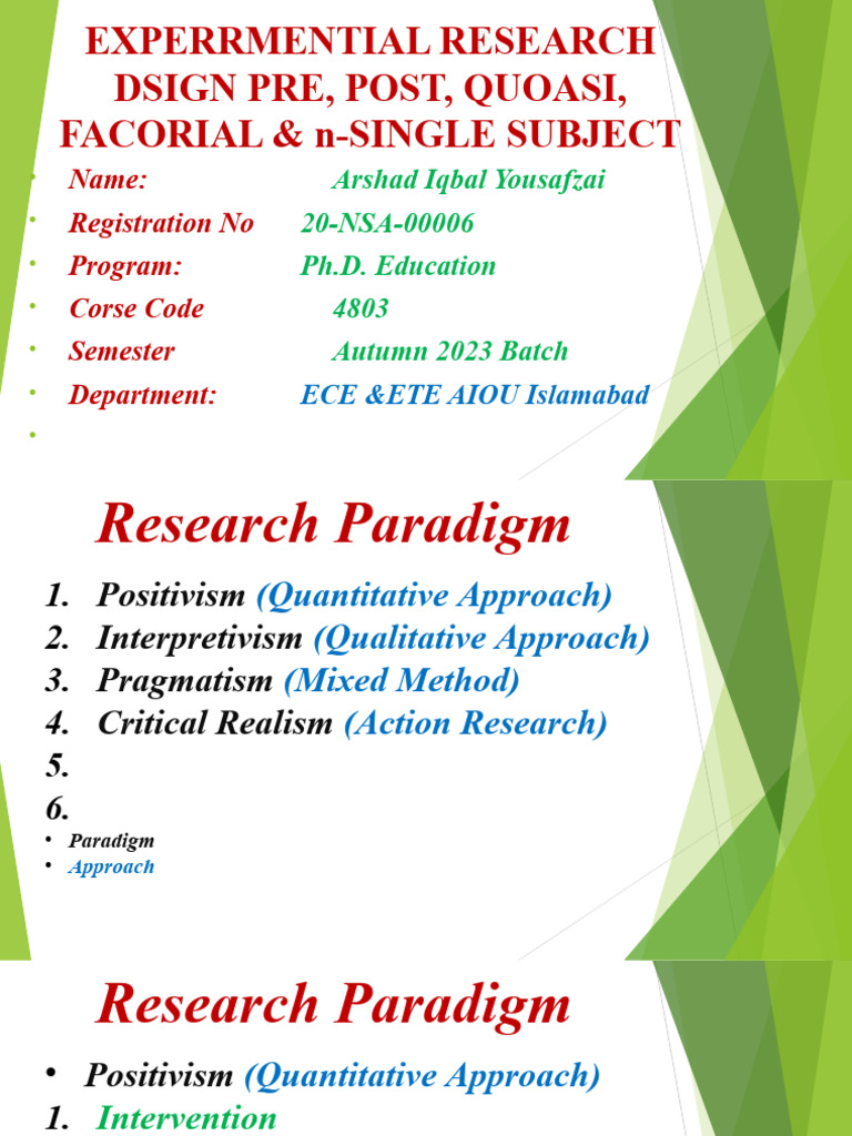 Presentation Research Design | PDF | Design Of Experiments | Experiment