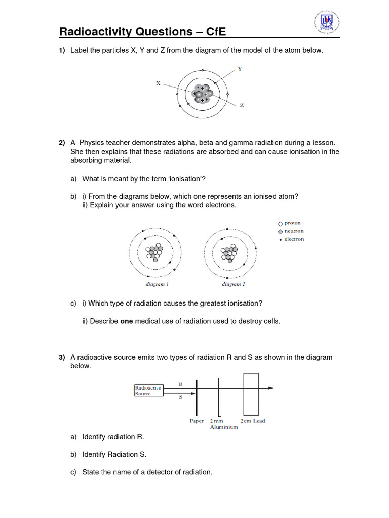 (25741) 4. Radioactivity CfE Questions | PDF | Radioactive Decay ...