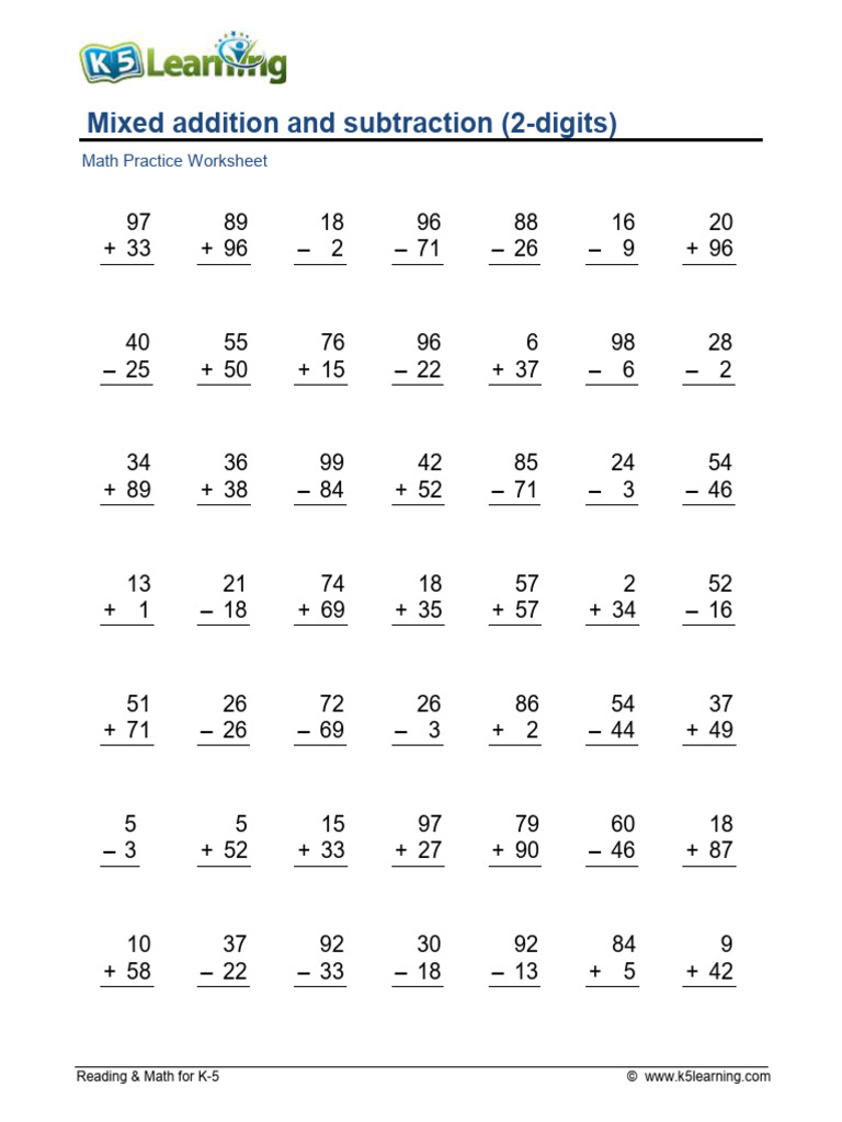 Add Subtract 2 Digits D | PDF | Arithmetic | Mathematics