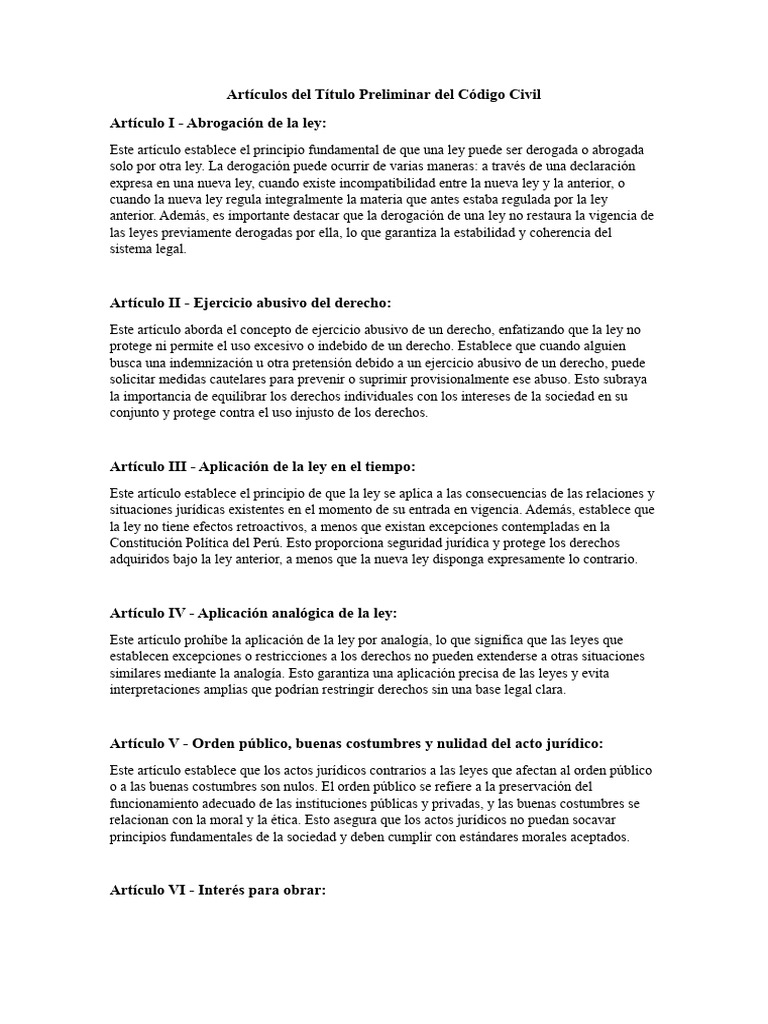 Artículos Del Título Preliminar | PDF | Juez | Moralidad